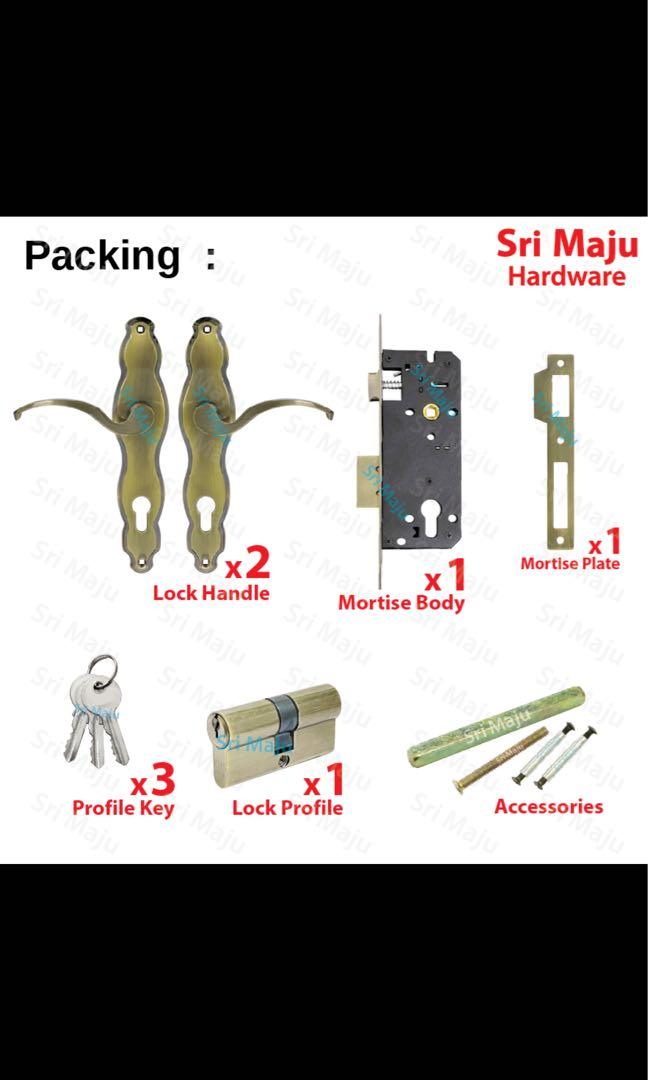 Grille door lock handle set, Furniture & Home Living, Security & Locks ...