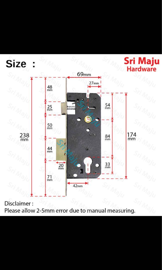 Grille door lock handle set, Furniture & Home Living, Security & Locks ...