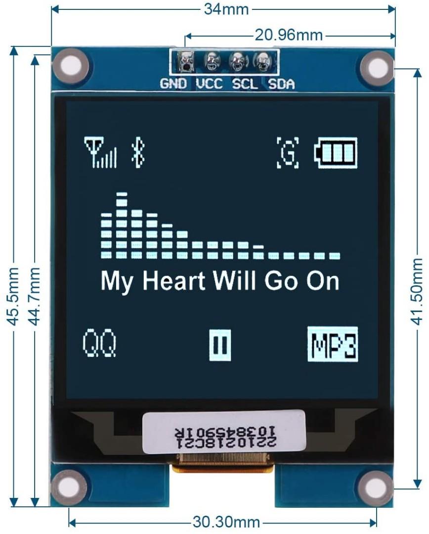 I2C OLED Display Module 1.5inch OLED Module LCD Display SSD1327 Driver ...