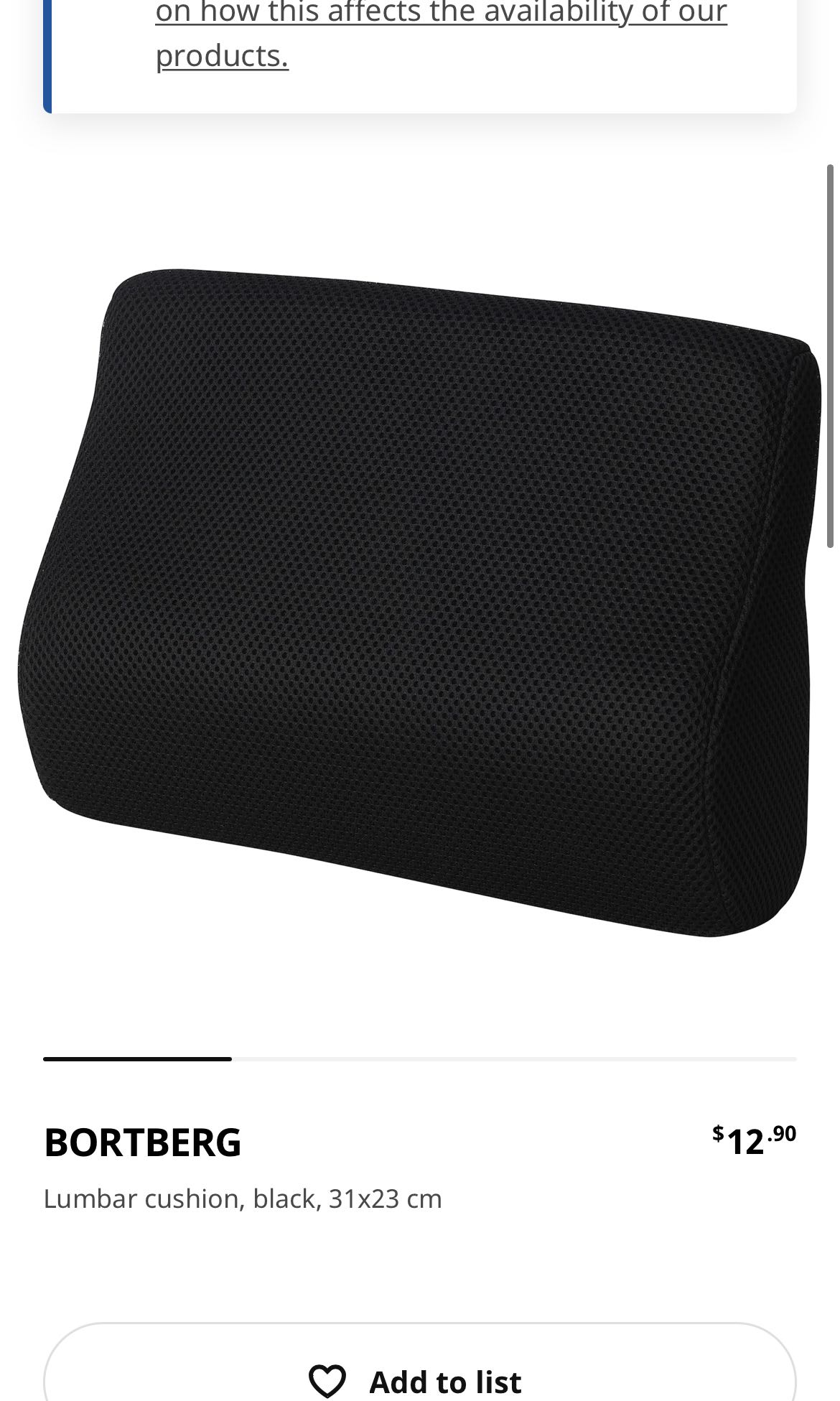 IKEA BORTBERG lumbar back support cushion, Furniture & Home Living ...