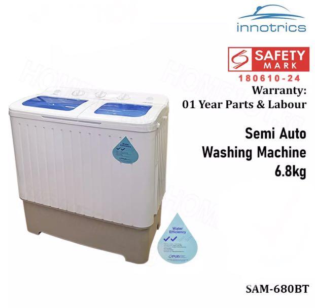 Innotrics semi auto washing machine 6.8kg SAM-680BT - Brand New, TV ...