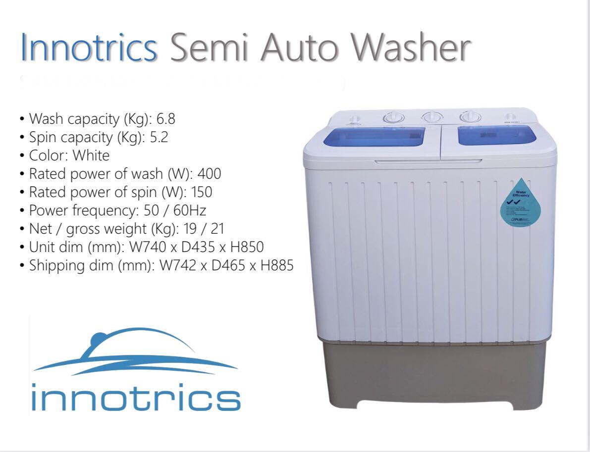 Innotrics semi auto washing machine 6.8kg SAM-680BT - Brand New, TV ...