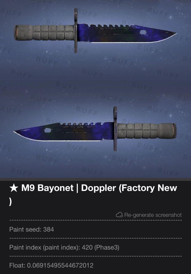 m9 bayonet doppler phase 3 factory new csgo knife, Video Gaming, Gaming Accessories, In-Game ...