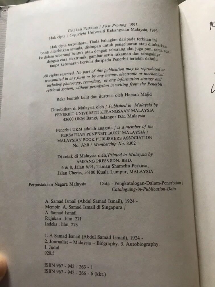 Memoir A Samad Ismail, Hobbies & Toys, Books & Magazines, Storybooks on ...