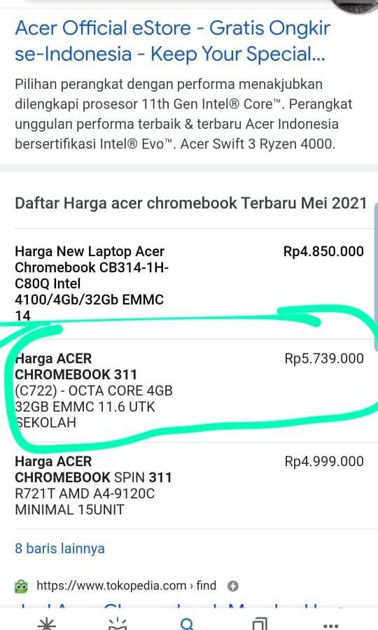 Notebook Acer Chromebook, 311T (C733) octa core Ram 4GB, 32GB, Touch screen, grs 10 bln ...