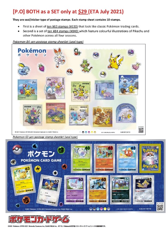 Pokemon Postage Stamp Sheetlets SET (Both sheets), Hobbies & Toys ...