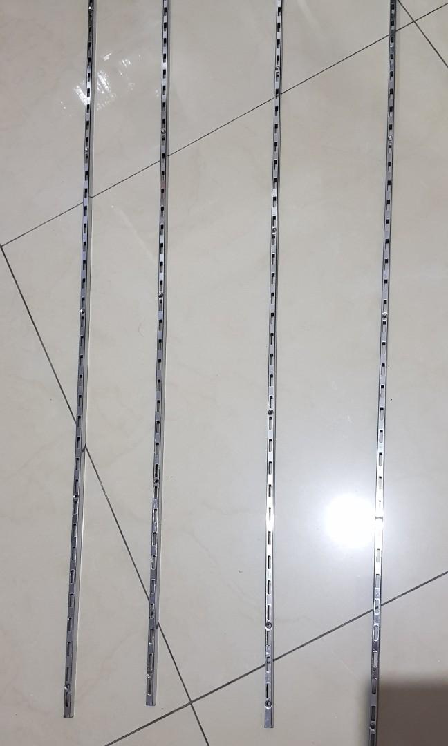tiang bracket penyangga besi rak kaca 100cm-stainless, Perabotan Rumah ...