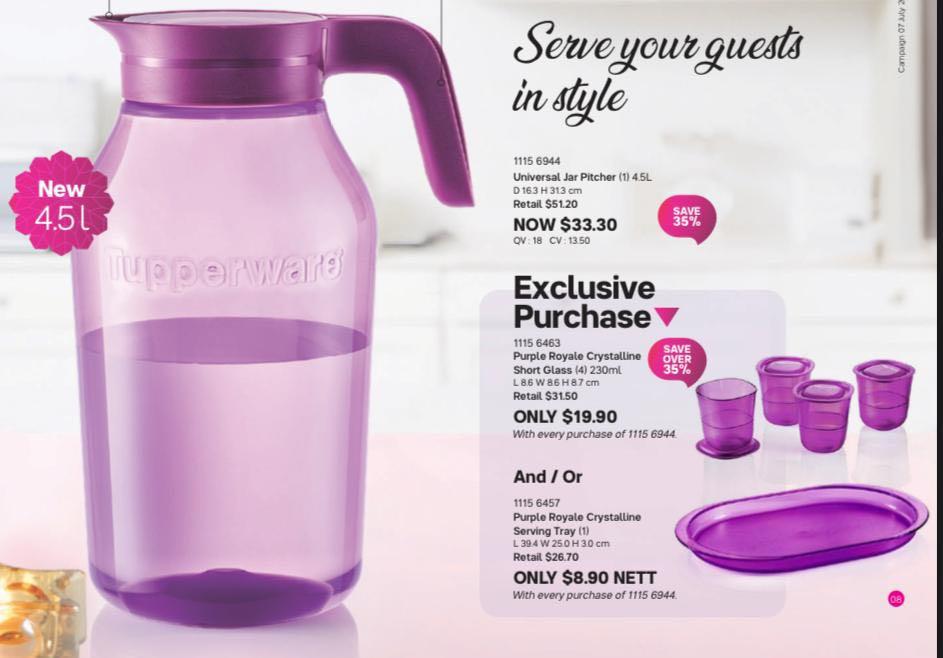 Tupperware Universal Jar Pitcher (1) 4.5L, TV & Home Appliances ...