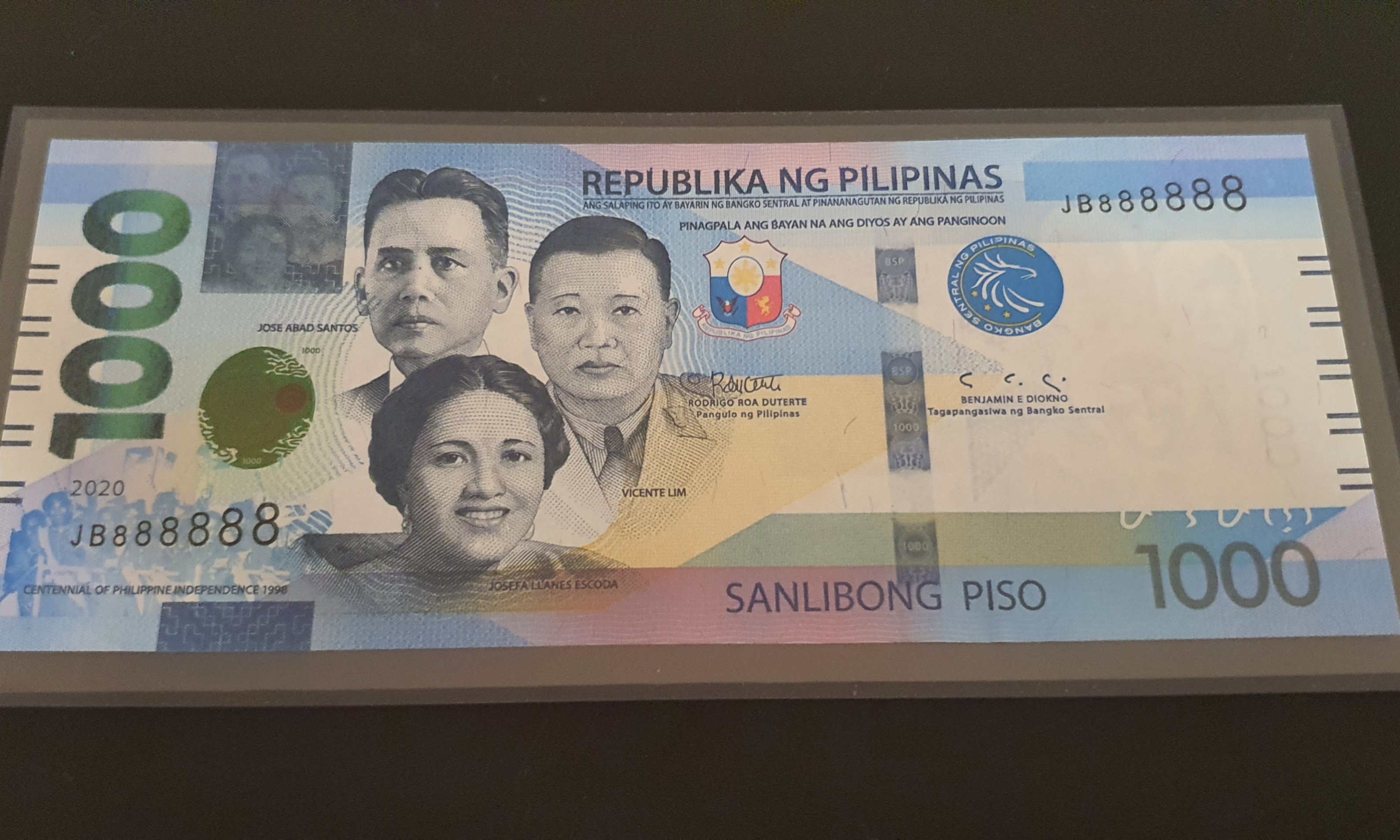 2020 PHILIPPINES New enhanced 1000 peso solid no. Banknote JB888888 ...
