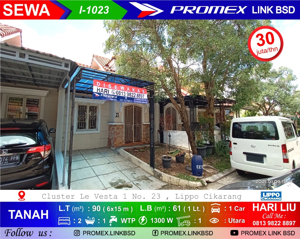 𝐑𝐮𝐦𝐚𝐡 𝐒𝐄𝐖𝐀 𝐒𝐢𝐚𝐩 𝐇𝐮𝐧𝐢 𝐂𝐥𝐮𝐭𝐞𝐫 𝐋𝐞 𝐕𝐞𝐬𝐭𝐚 @𝐋𝐢𝐩𝐩𝐨 𝐂𝐢𝐤𝐚𝐫𝐚𝐧𝐠, Properti, Rental di Carousell