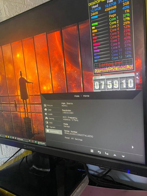 Acer Aepon 27MX1 FullHD 1080p 75hz 1ms AMD Freesync Gaming Monitor ...