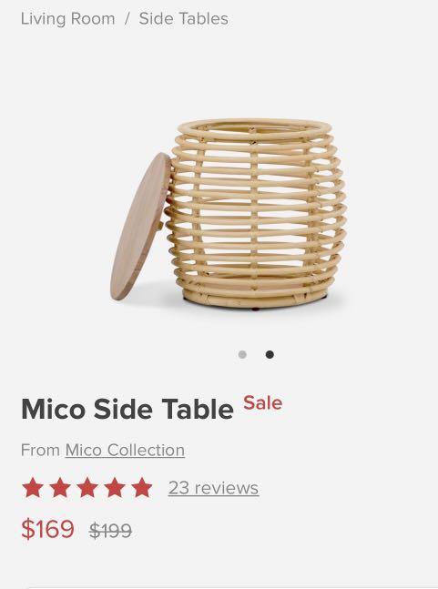 Castlery Mico cane rattan side table, Furniture & Home Living ...