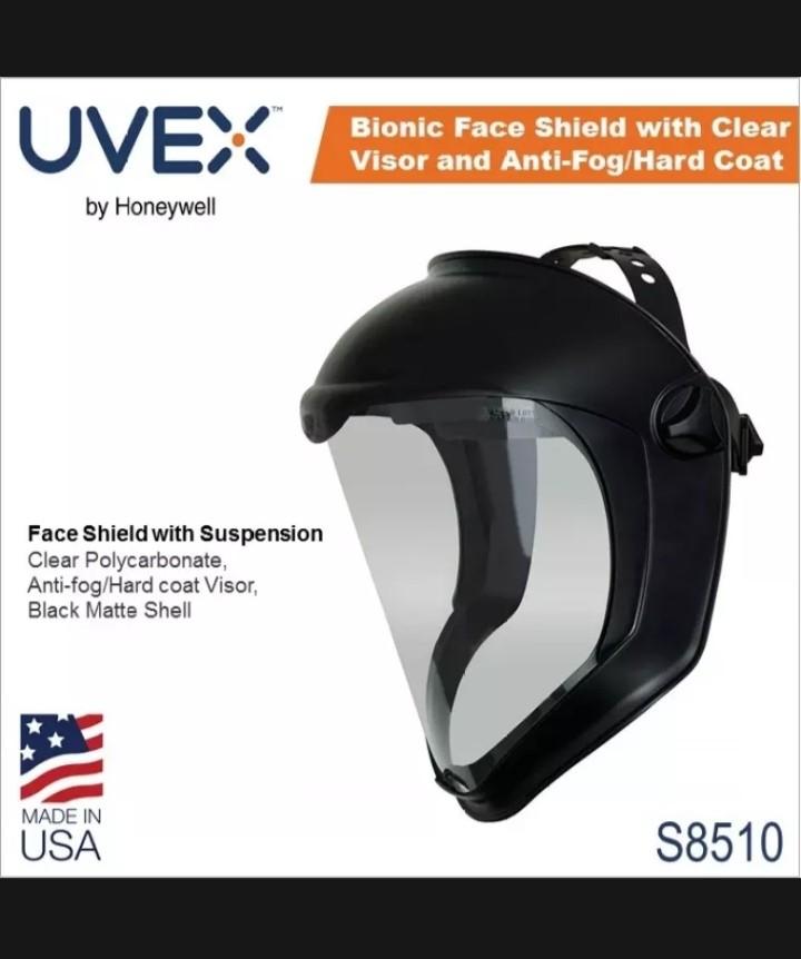 MADE in U.S.A.UVEX Bionic Face Shield Clear Antifog Polycarbonate Visor ...