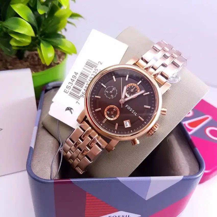 Original 100% Fossil Watch Women ES3494, Fesyen Wanita, Jam Tangan di ...