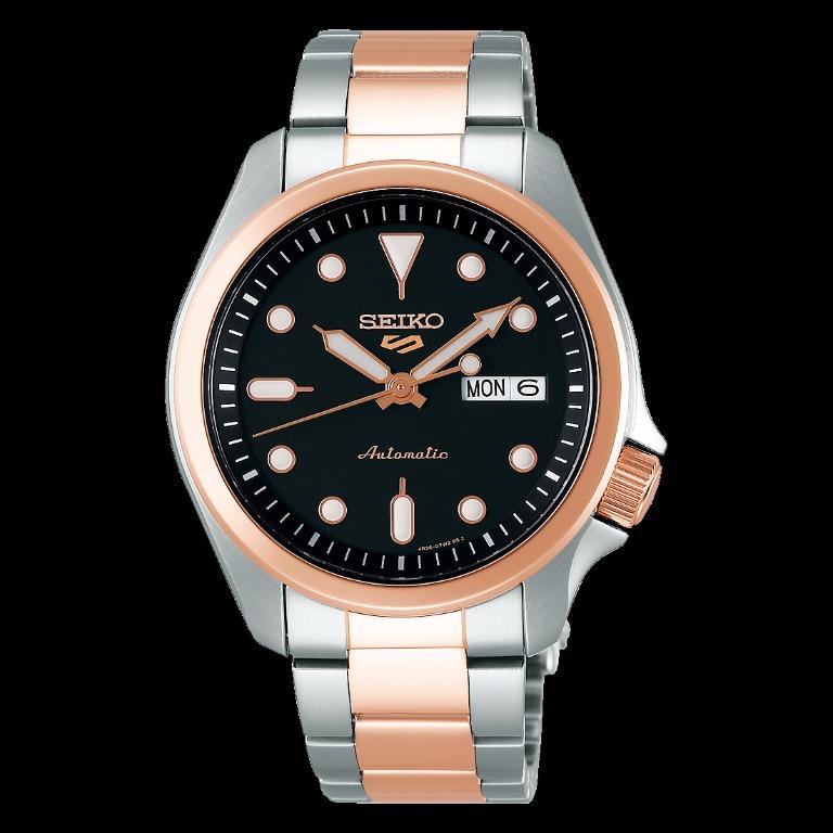 Seiko 5 Sports 2 Tone Rose Gold & Silver Stainless Steel 100m Automatic ...