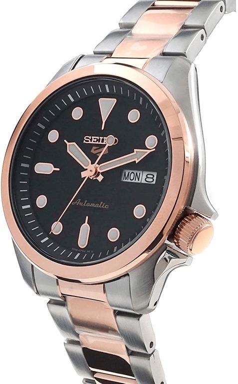 Seiko 5 Sports 2 Tone Rose Gold & Silver Stainless Steel 100m Automatic ...