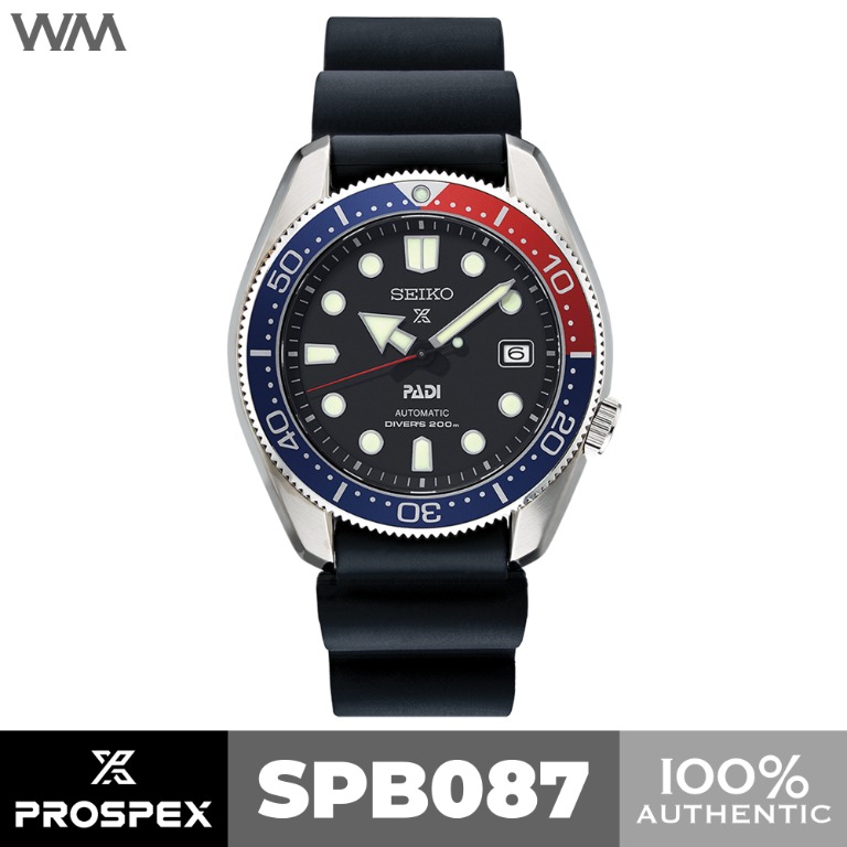 Seiko Prospex PADI Pepsi Automatic 200m Diver's Watch Silicone Strap ...