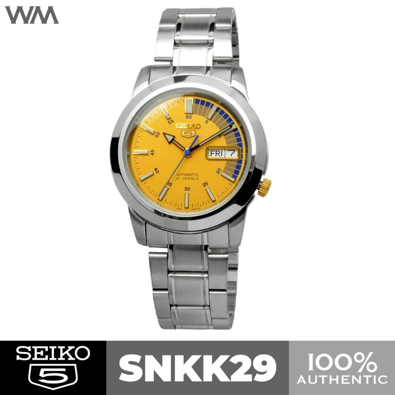 Seiko 5 Sports Speed Racer Yellow Dial Stainless Steel Automatic Watch ...