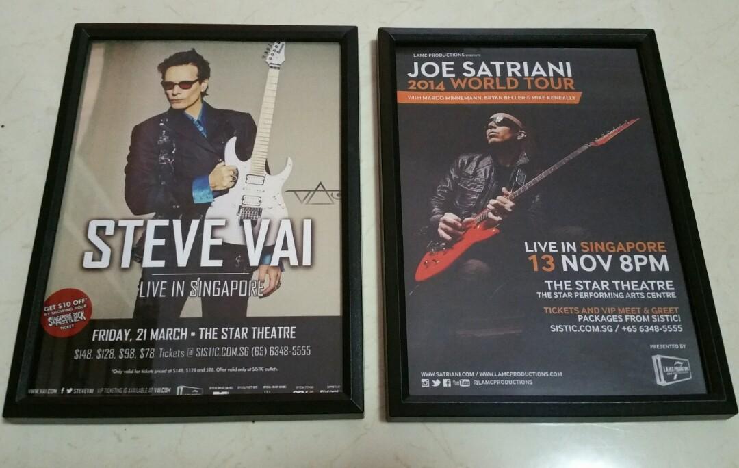 Steve Vai & Joe satriani poster frame 4.5" × 7.5" live in singapore ...