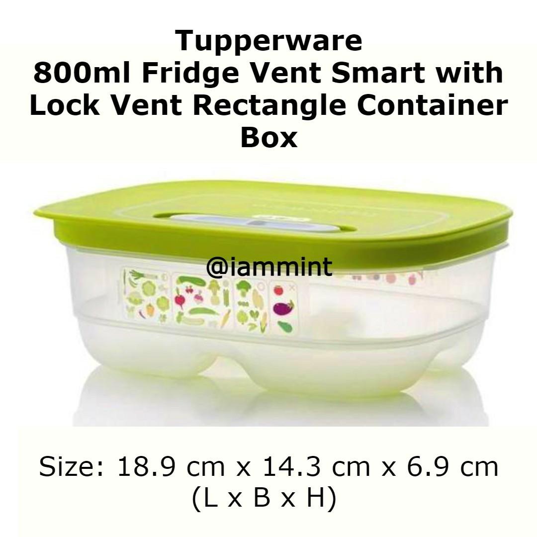 Tupperware 800 ml Fridge Vent Smart with Lock Vent Rectangular Veggie ...