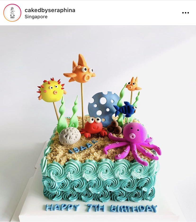 Under The Sea - Square Cake, Food & Drinks, Homemade Bakes on Carousell