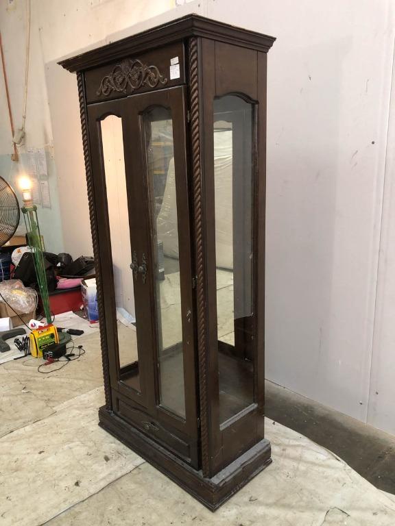 Wooden Framed See-through Display Glass Cabinet, Furniture & Home ...