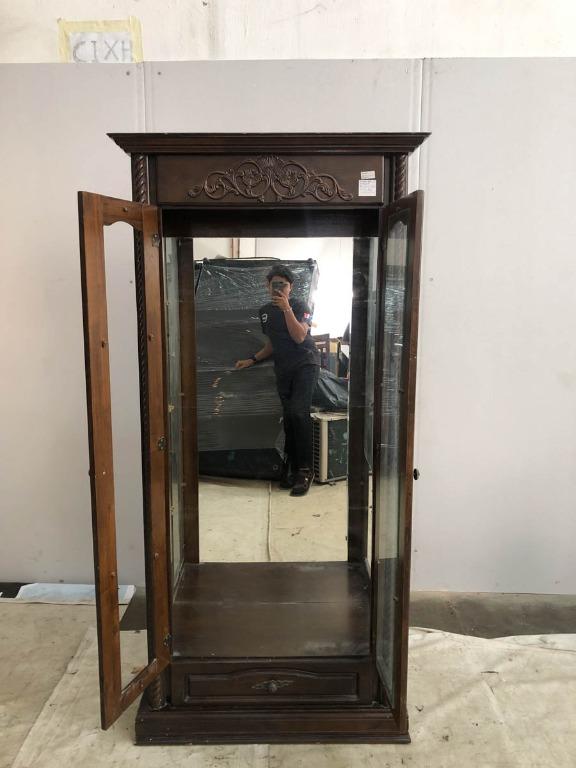 Wooden Framed See-through Display Glass Cabinet, Furniture & Home ...