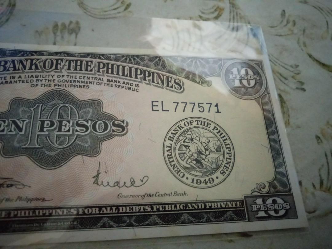 10 pesos English Series (Marcos-Licaros) Signature, Hobbies & Toys ...