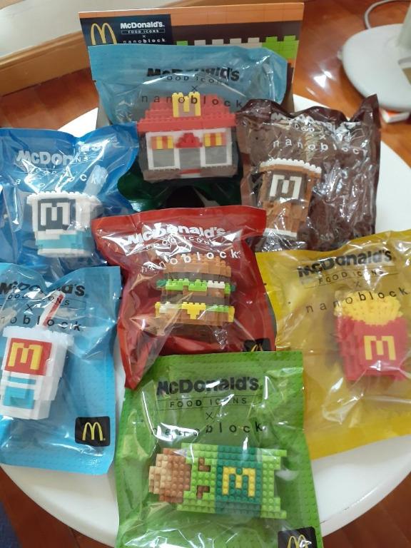 [絕版] [全新未拆膠袋] McDonald's X nanoblock 全一套七件 food icon 麥當勞 食物 積木 2015年 巨無霸 薯條 麥旋風 蘋果派 汽水 Big Mac ...