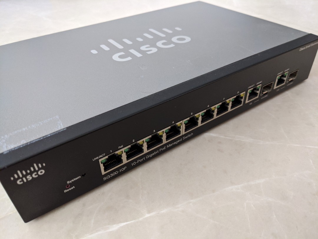 Cisco 10 port gigabit PoE managed switch SG300-10P, Computers & Tech ...