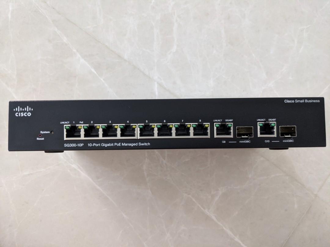 Cisco 10 port gigabit PoE managed switch SG300-10P, Computers & Tech ...