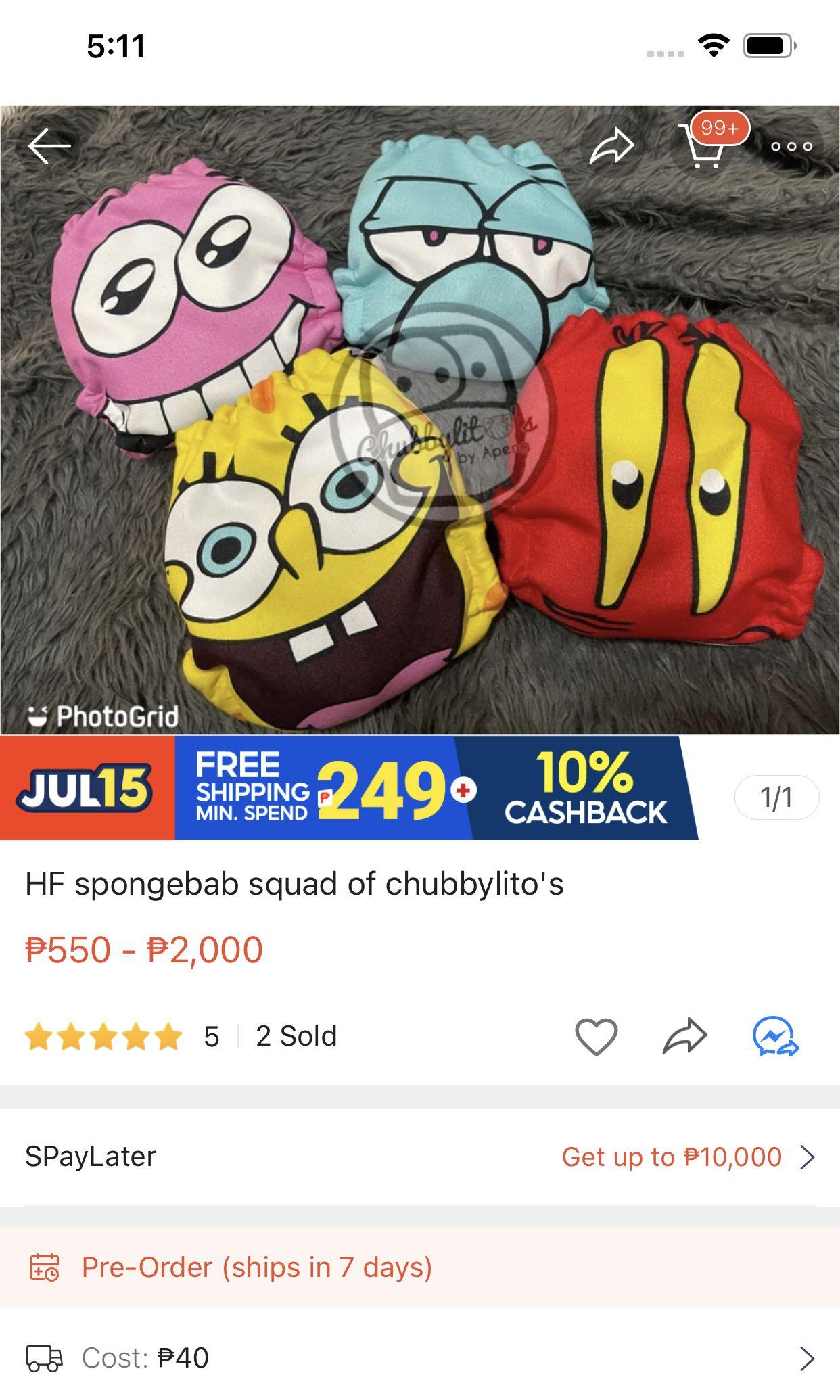 cloth diaper (spongebob squad), Babies & Kids, Babies & Kids Fashion on ...