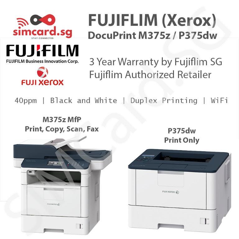 Fujiflim (Fuji Xerox) DocuPrint P375dw | M375z MfP Print, Copy, Scan, Fax AIO Printer - 3 Year ...