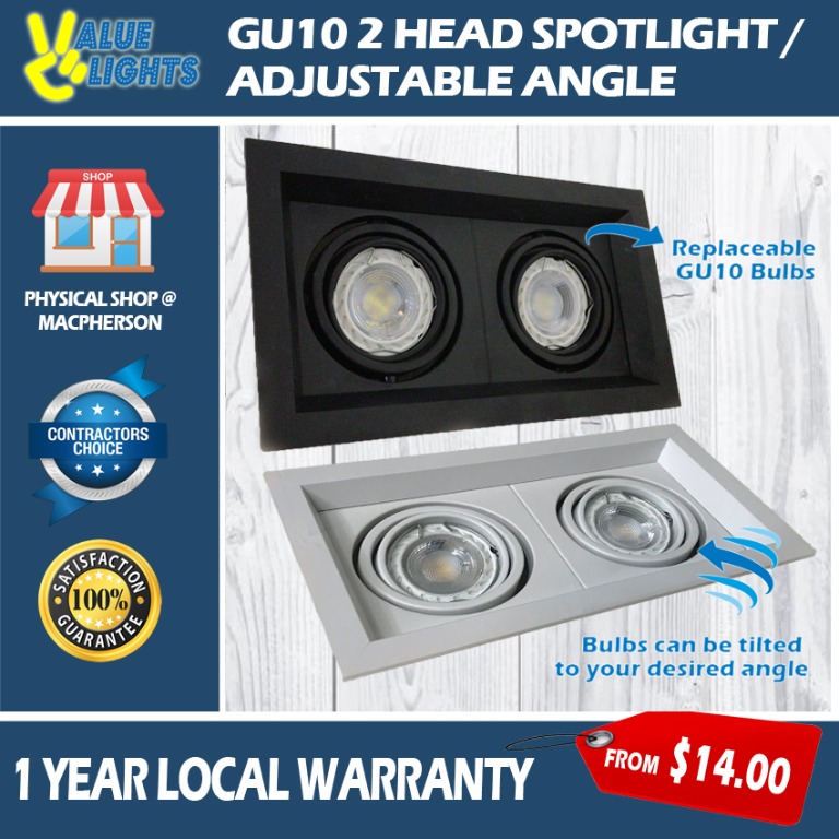 GU10 Dual Head Spotlight Adjustable Double Recessed Downlight ...