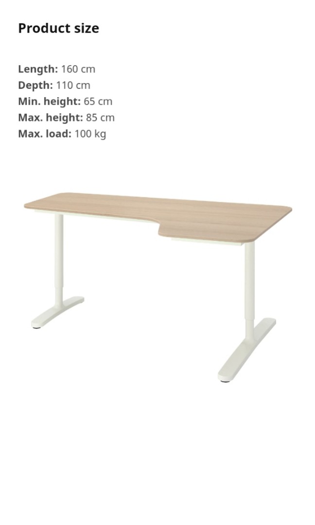 IKEA bekant right corner desk. Study table, Furniture & Home Living ...