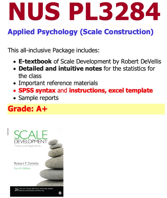 NUS PL3284 Package [Grade: A+] SPSS syntax, Notes, Excel Templates ...