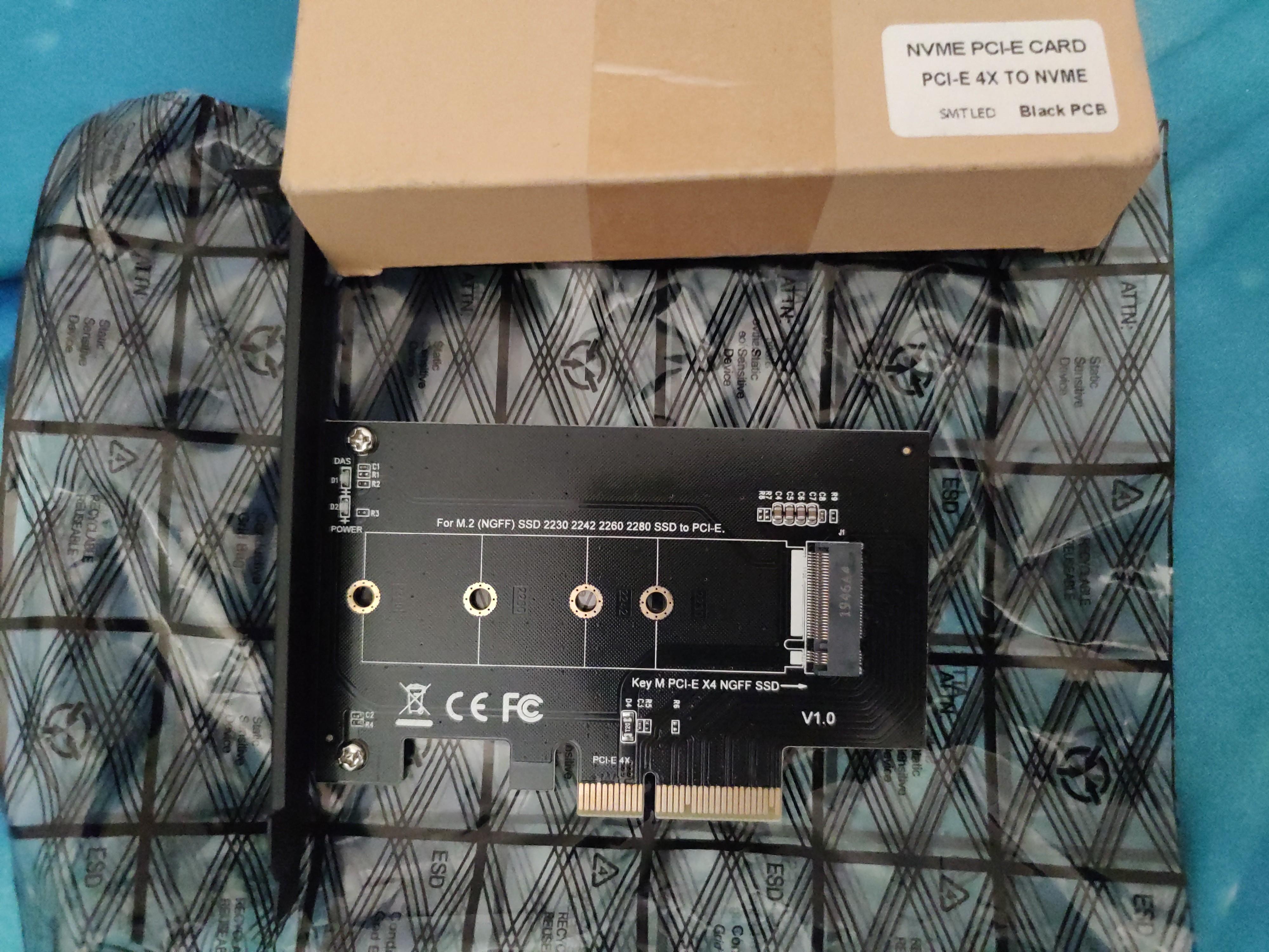NVMe PCIe Adapter, M Key M.2 NVME SSD to PCI-e 3.0 x4 Host Controller ...