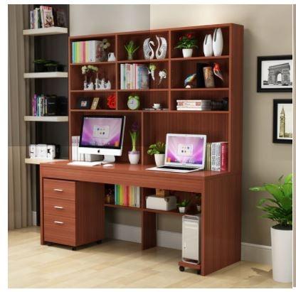 (PO) Desk bookshelf combination home computer table with bookcase one ...