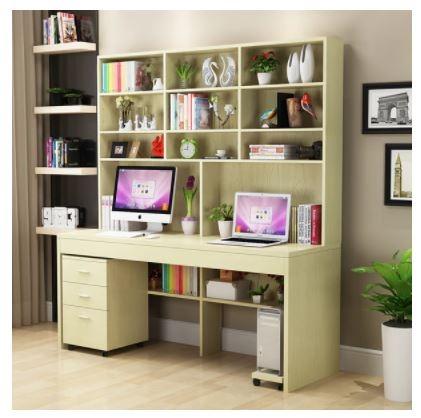 (PO) Desk bookshelf combination home computer table with bookcase one ...
