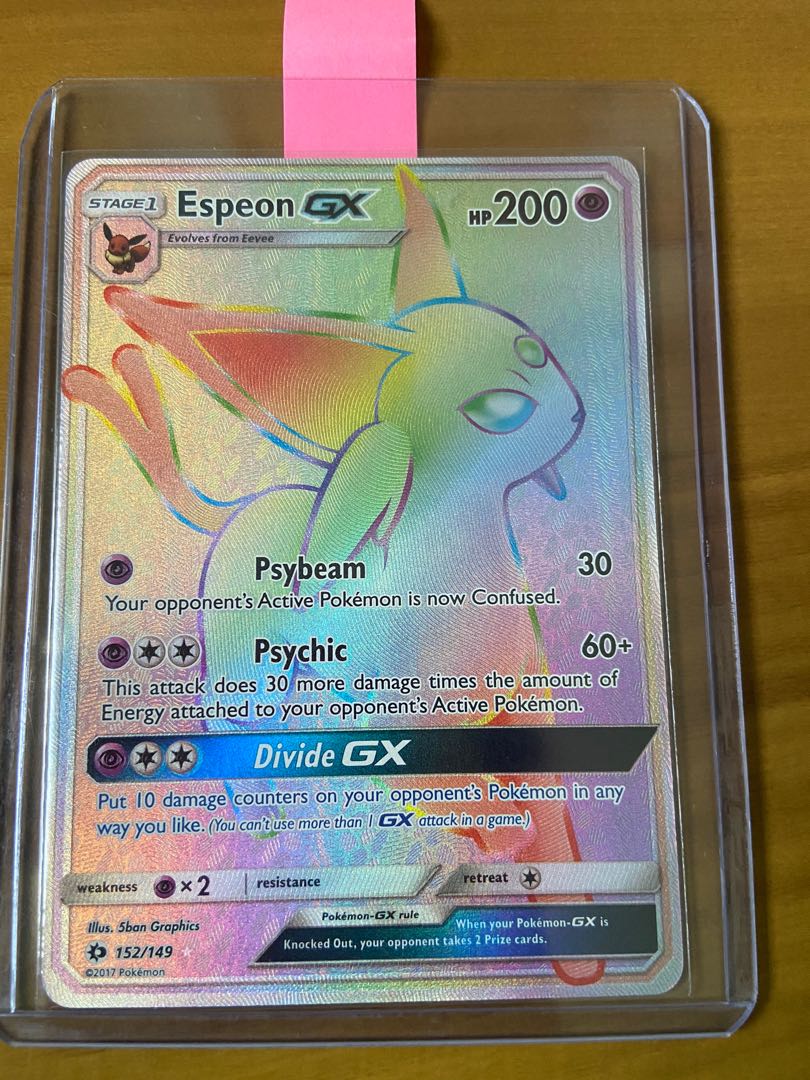 Pokemon Cards English Espeon GX Sun & Moon Base Set Hyper Rainbow Rare ...