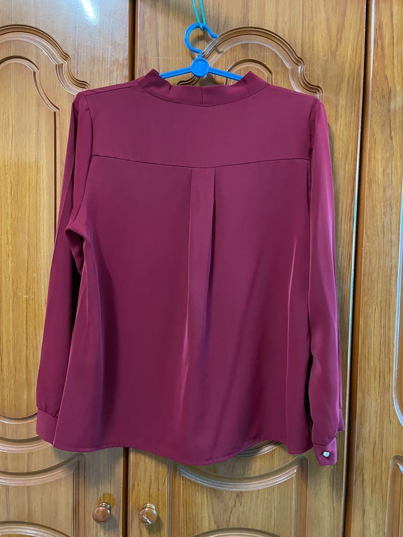 Red Formal Top, Women's Fashion, Tops, Longsleeves on Carousell