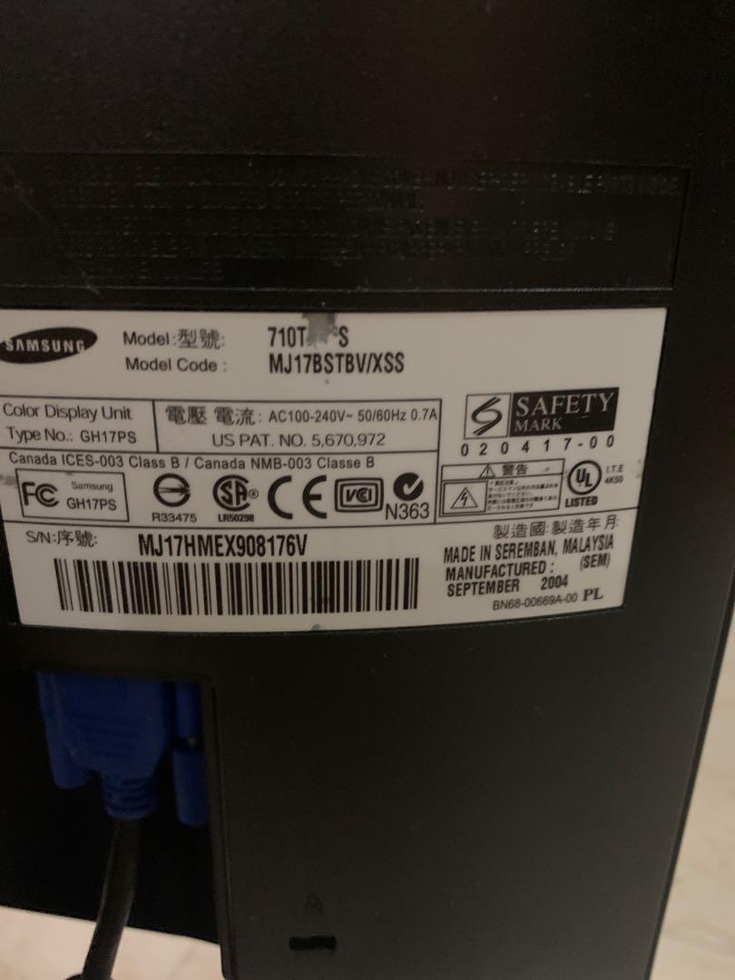 Samsung SyncMaster 710T monitor), Computers & Tech, Parts & Accessories ...