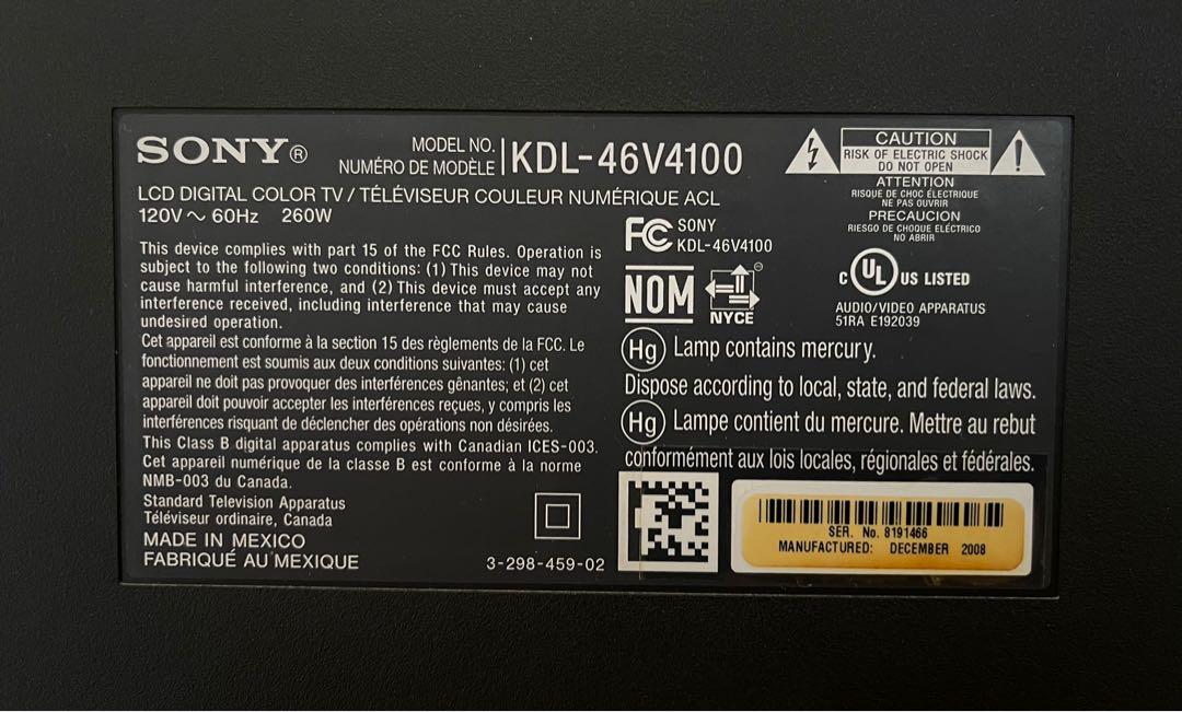 SONY BRAVIA 47” LCD, TV & Home Appliances, TV & Entertainment, TV on ...