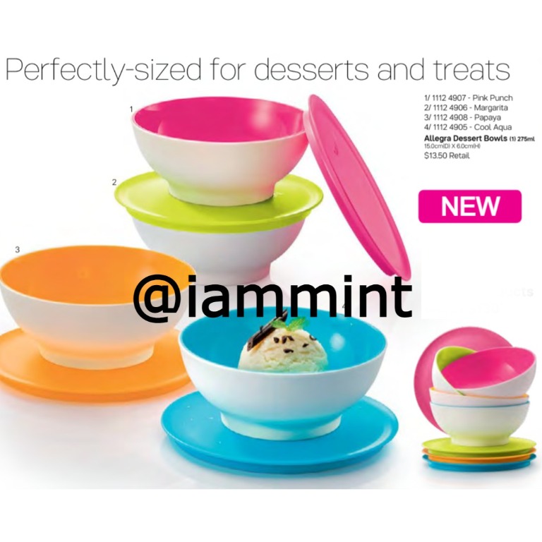 Tupperware 275 ml Allegra Round Dessert Bowl Container, Furniture ...