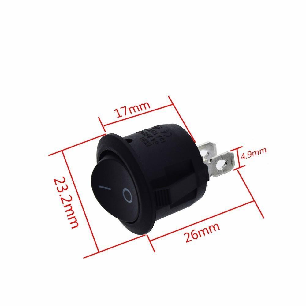 20MM ON-OFF Round Rocker Toggle Switch 6A/250VAC 10A 125VAC Plastic ...