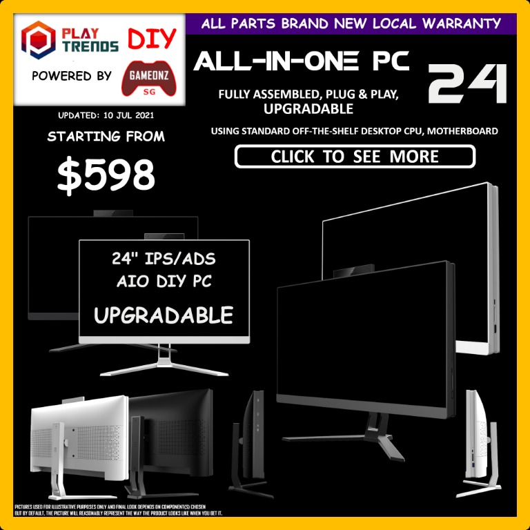 ALL-IN-ONE 24 DIY DESKTOP PC WORKSTATION WITH WEBCAM MIC | INTEL I3 ...