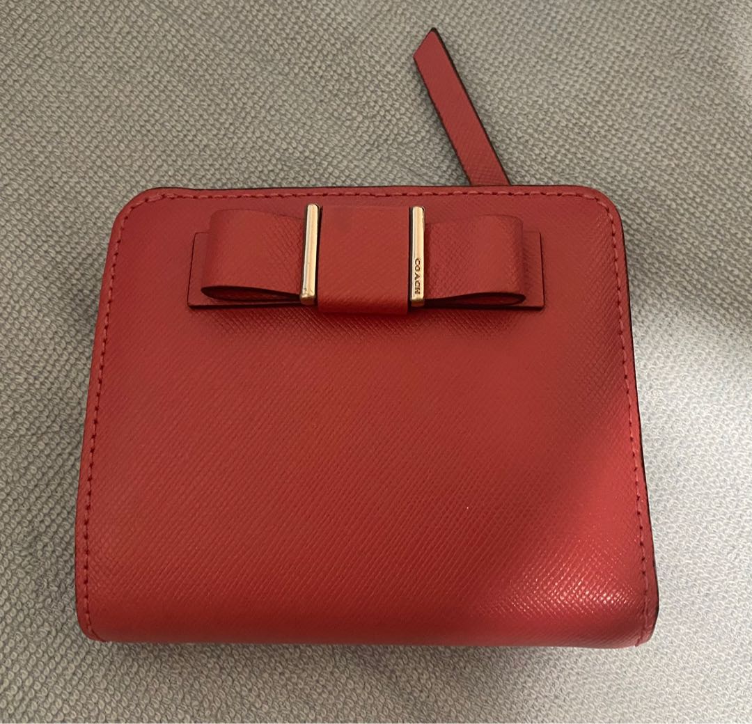 Coach pink ribbon small wallet card case coins, Women's Fashion, Bags ...
