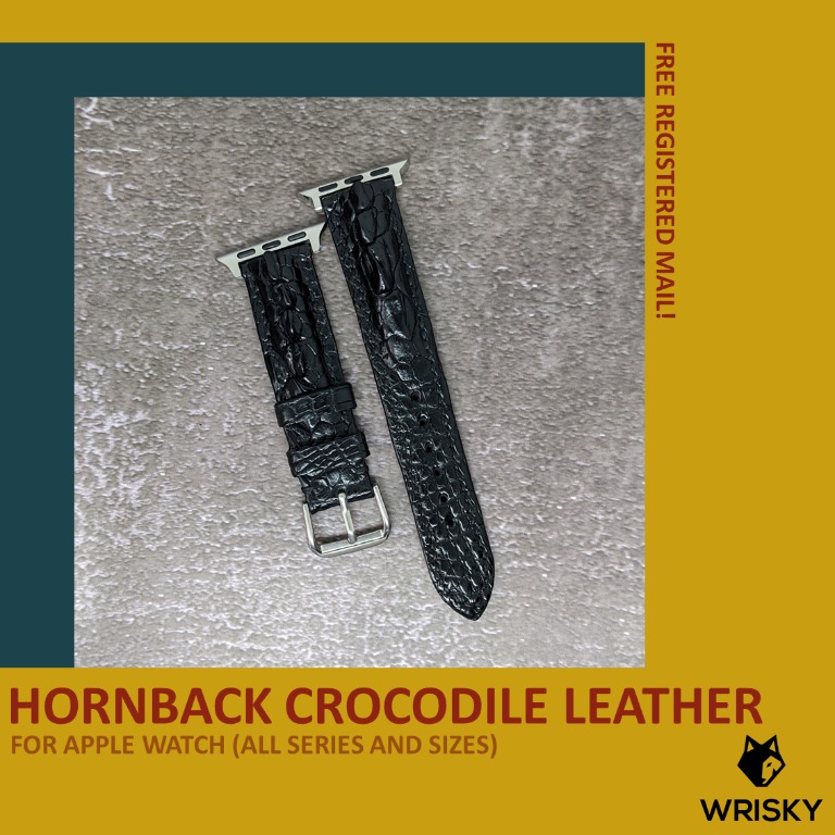 *SOLD* Black Hornback Crocodile Leather Watch Strap with Black Stitches ...