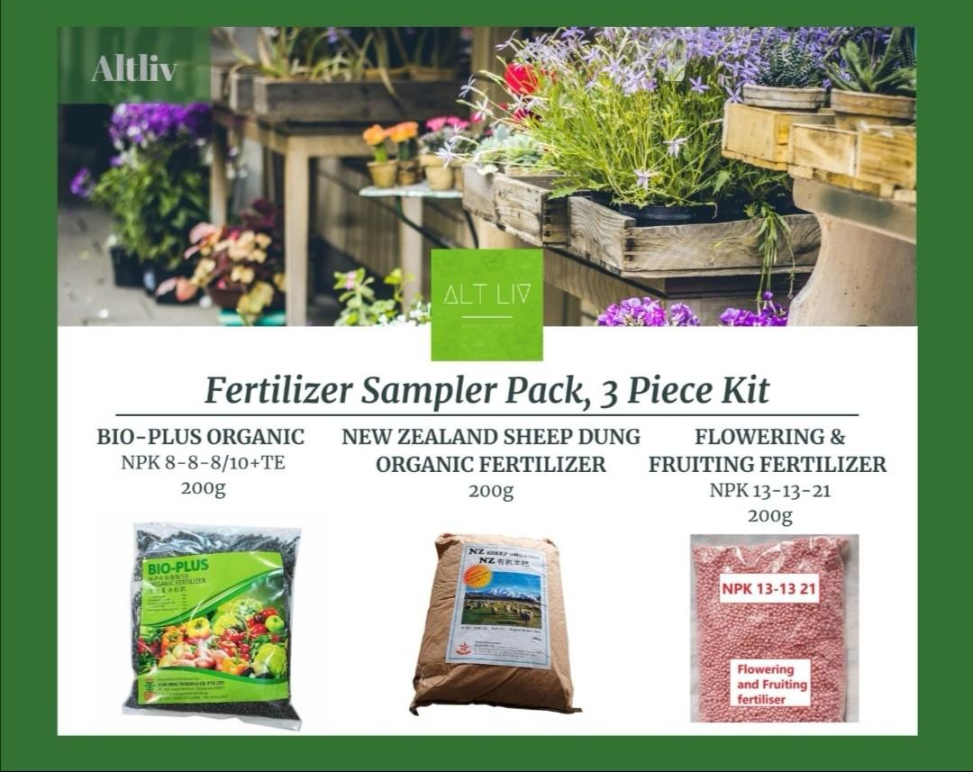 Fertilizer Sampler Pack - 3 Piece Kit (Bioplus, NZ Sheep Dung, 13-13-21 ...