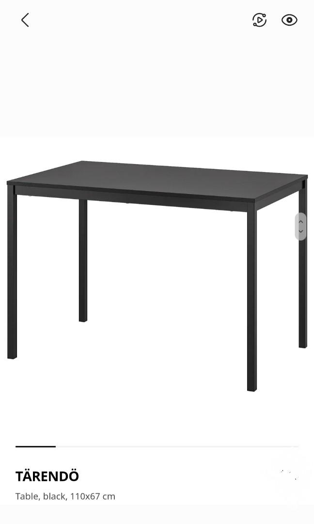 Ikea Black Tarendo table ikea 110cm x67cm, Furniture & Home Living ...